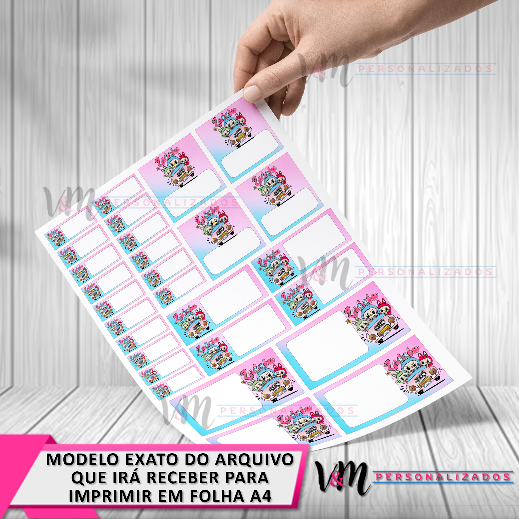 Labubu – Arquivo Etiquetas Escolares – Mod 02 – V&M Personalizados