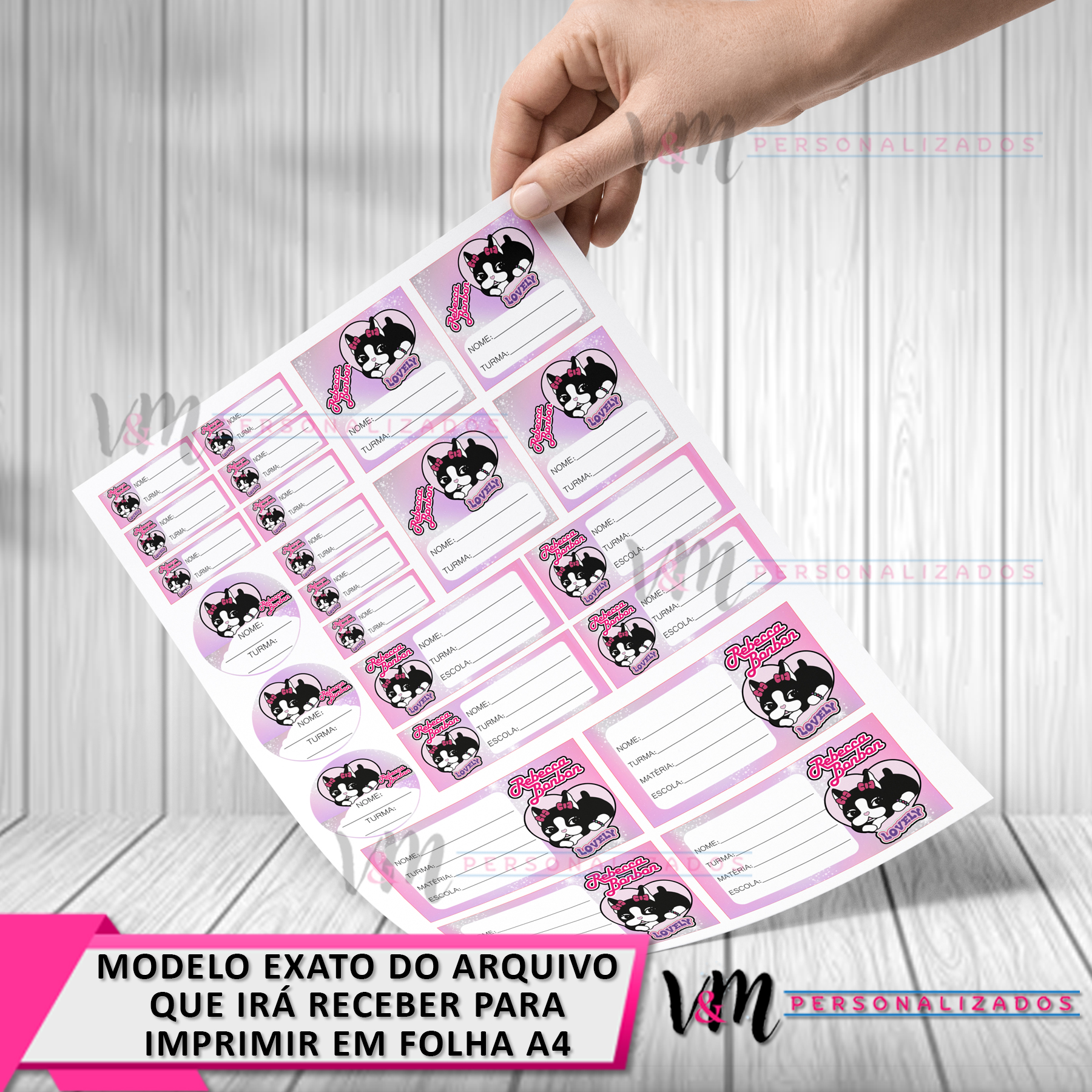 Rebecca Bonbon – Arquivo Etiquetas Escolares – Mod 01 – V&M Personalizados