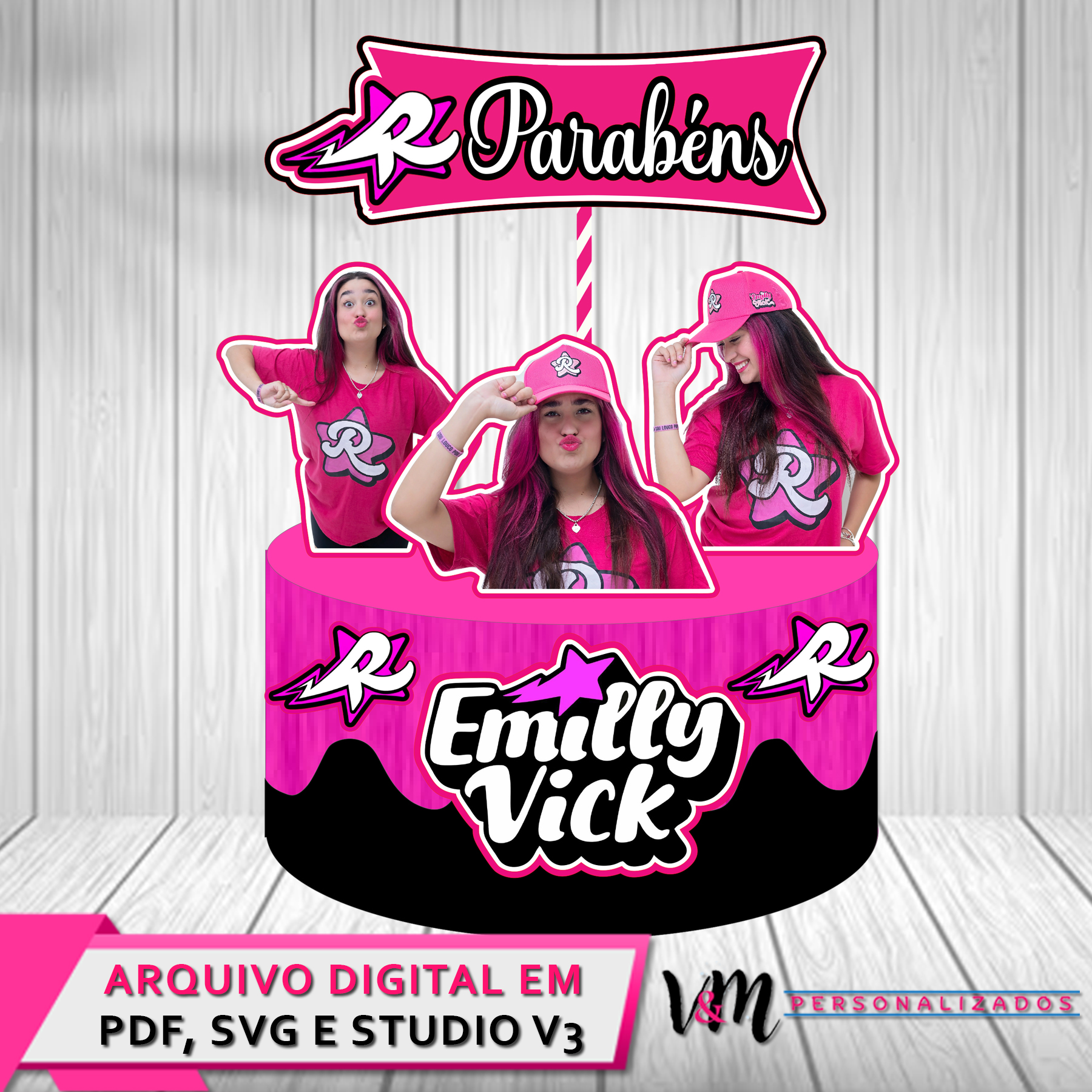 Emilly Vick Arquivo Digital Topo De Bolo Mod 01 V M Personalizados